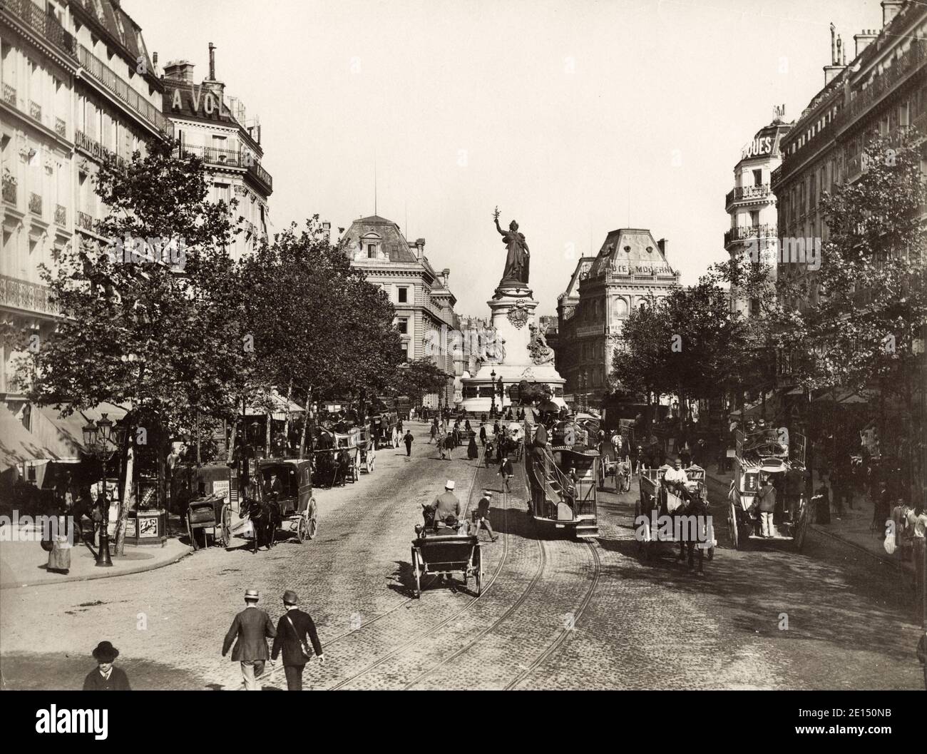 Vintage 19th century photograph - Place de la Republique, Paris, France ...