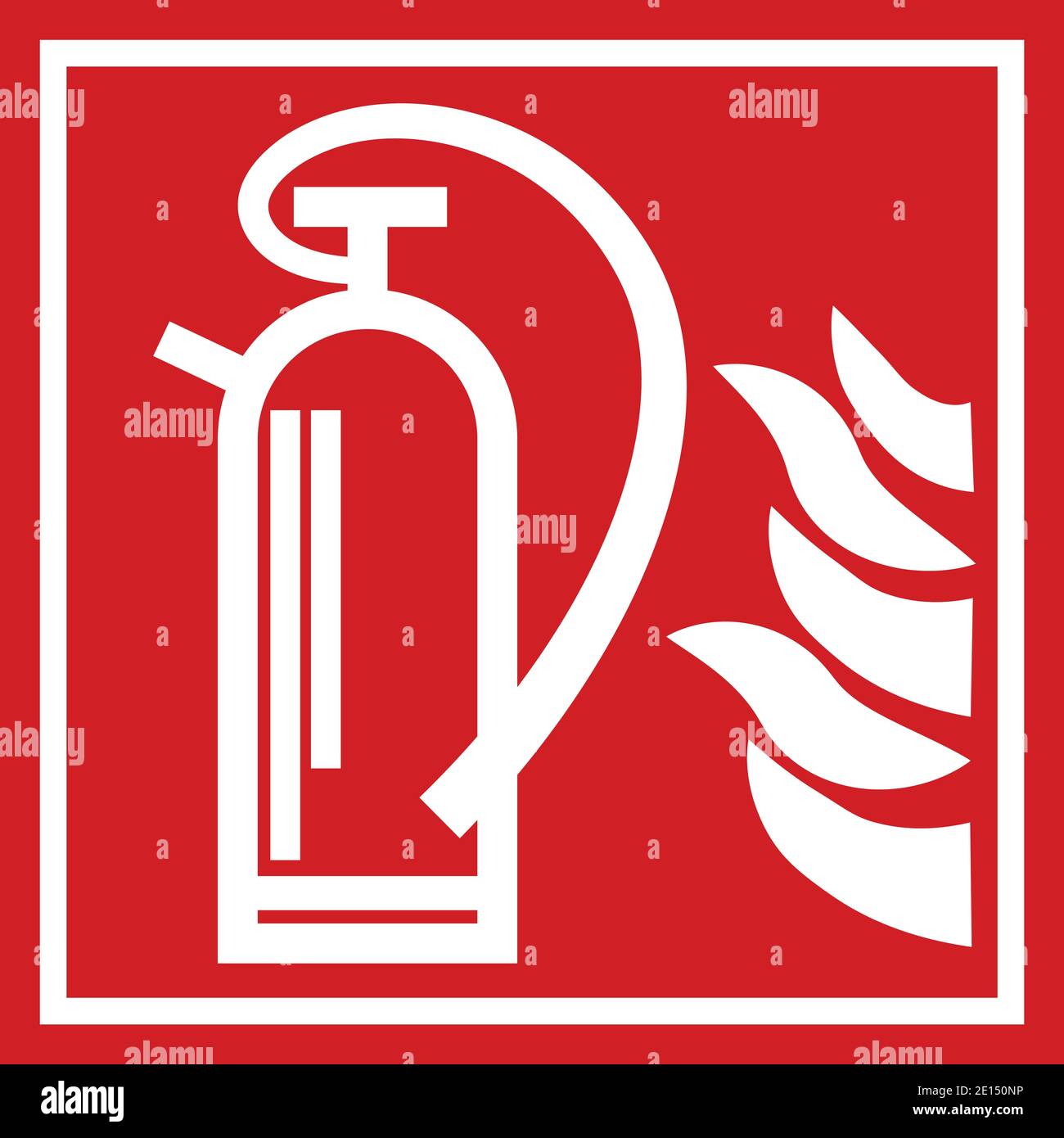 Red and white fire extinguisher sing symbole with flames Stock Vector ...