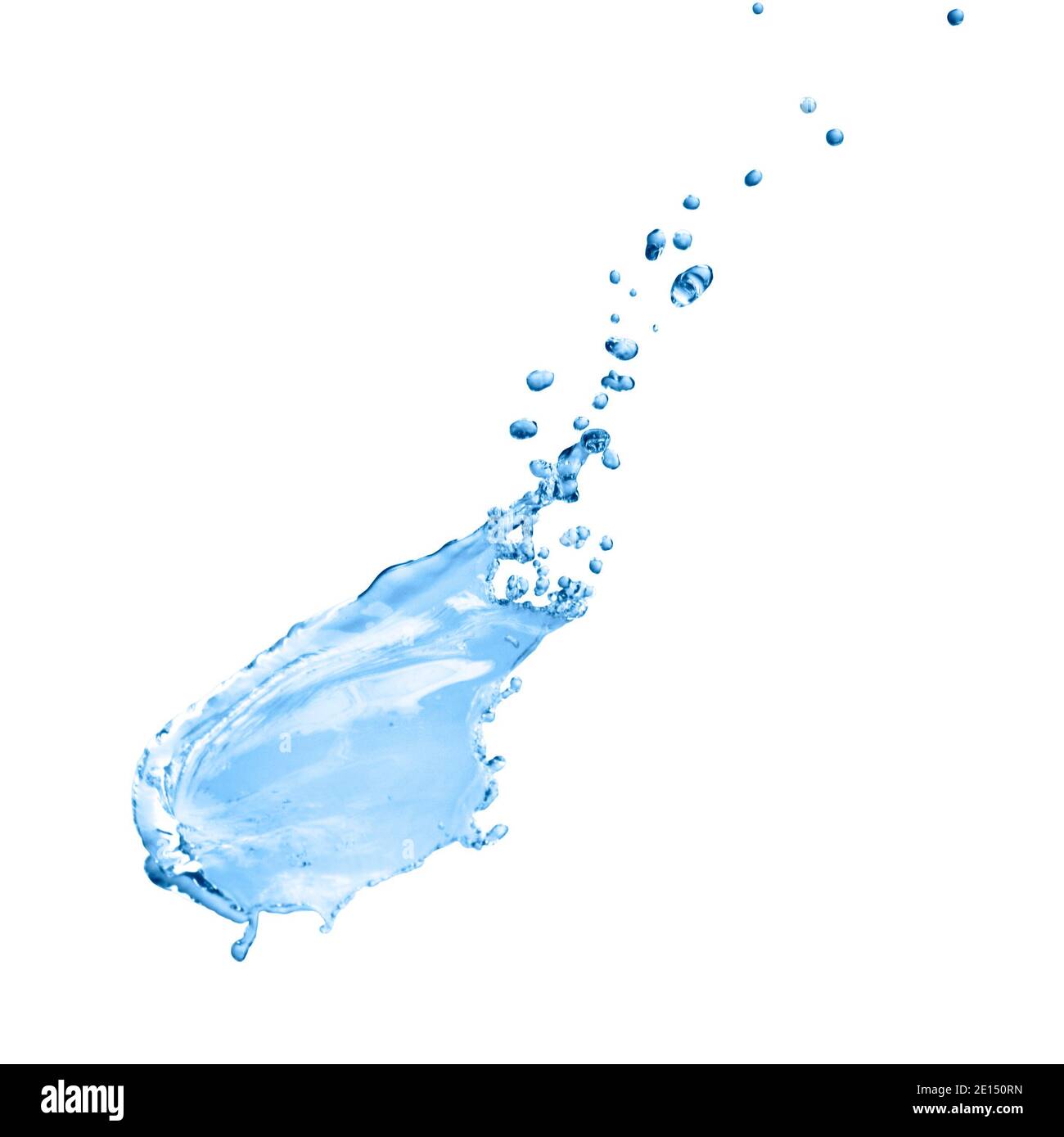 abstract blue color water splash isolated on white clean background ...