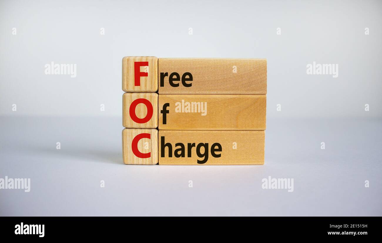 FOC - free of charge symbol. Concept words 'FOC - free of charge' on ...