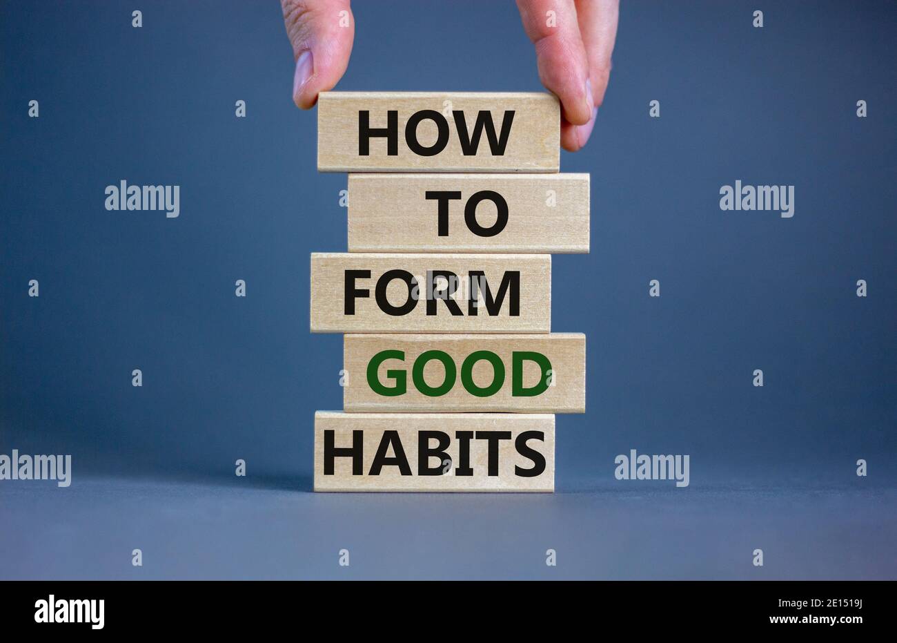 Build good habits symbol. Wooden blocks with words 'how to form good ...