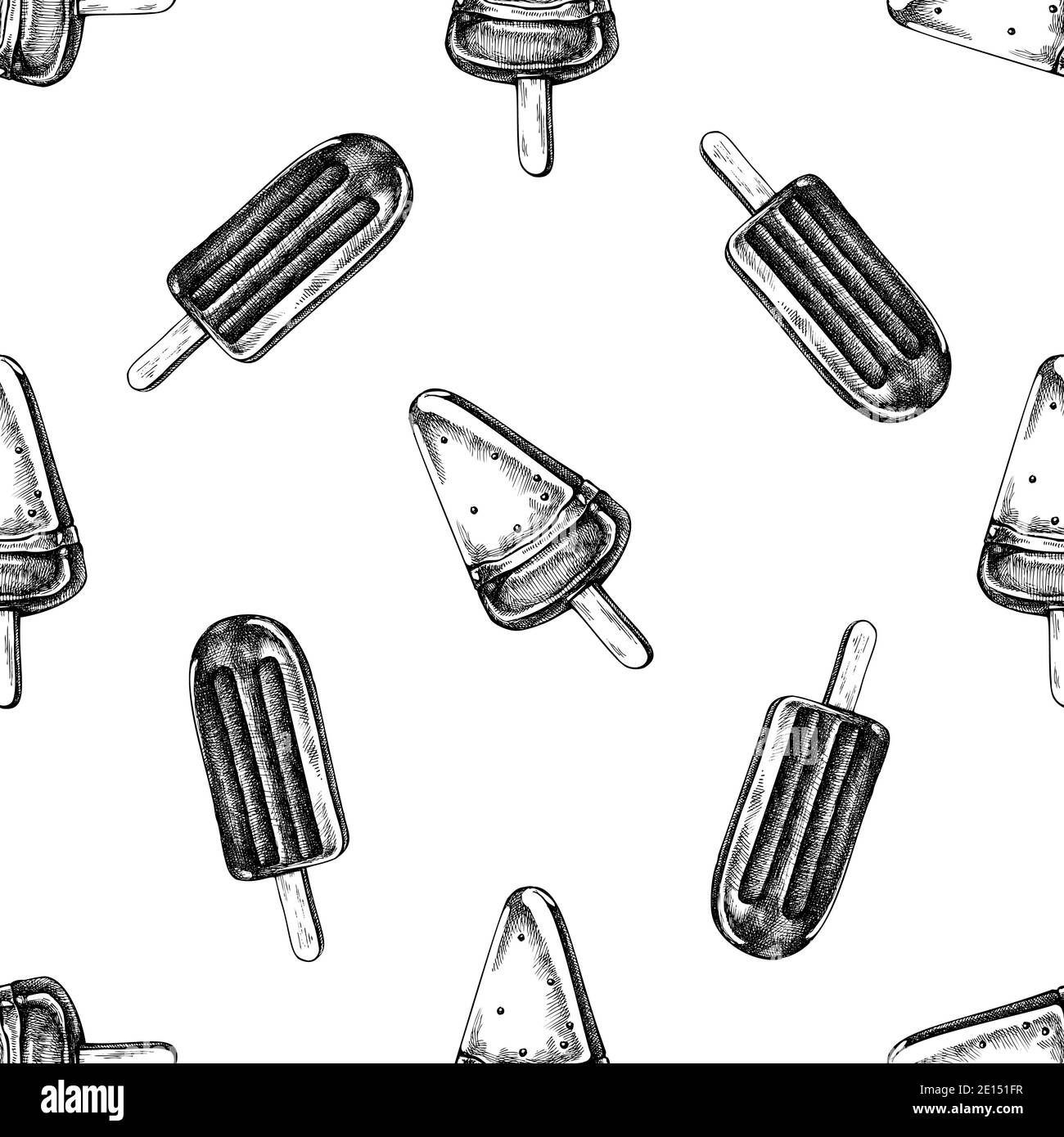 Seamless pattern with black and white popsicle ice cream Stock Vector ...