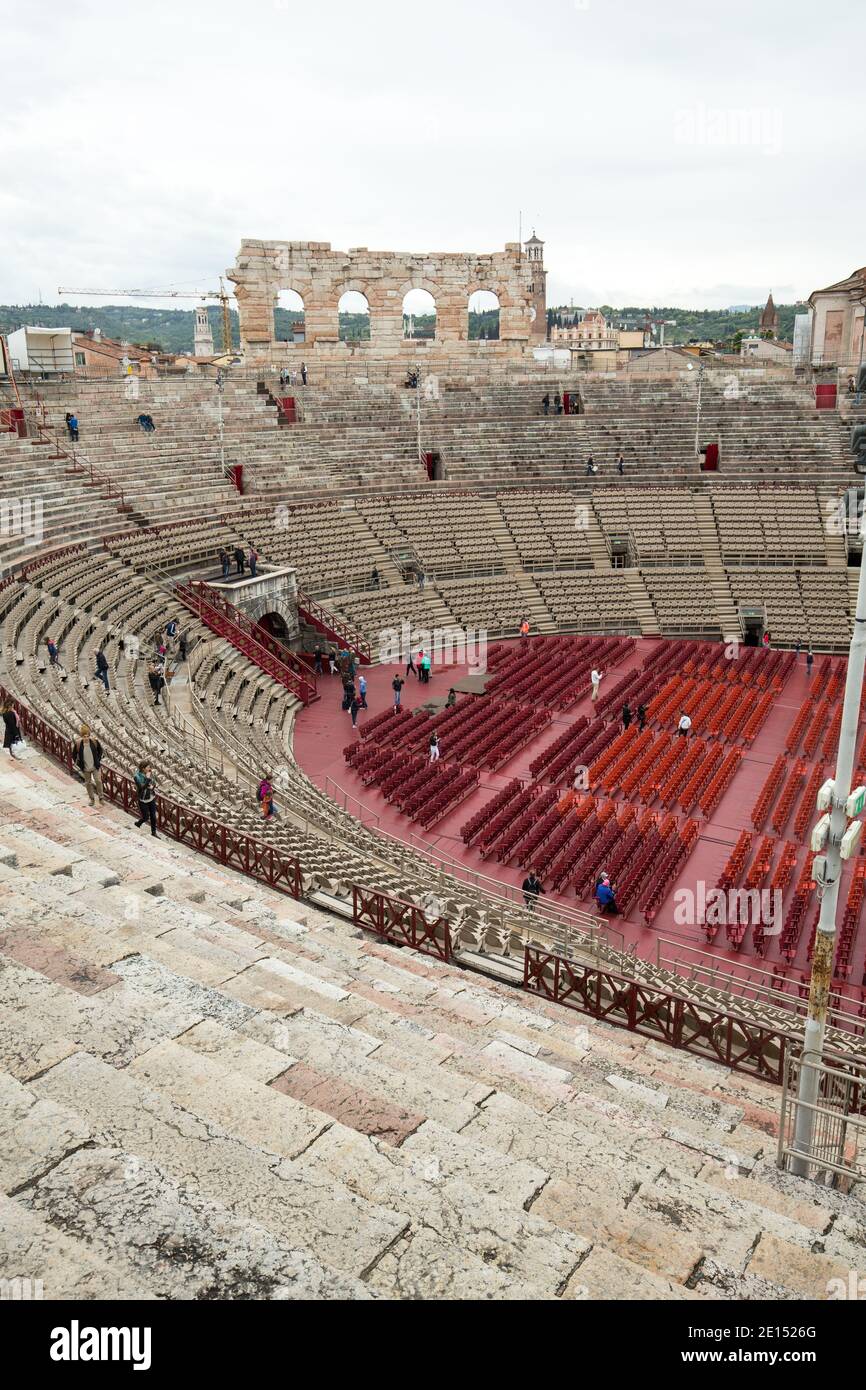 Roman amphitheatre in Verona, Italy. The place of annual festival ...