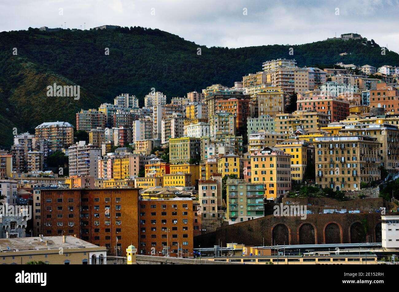 Genoa aerial view from the sea Stock Photo - Alamy