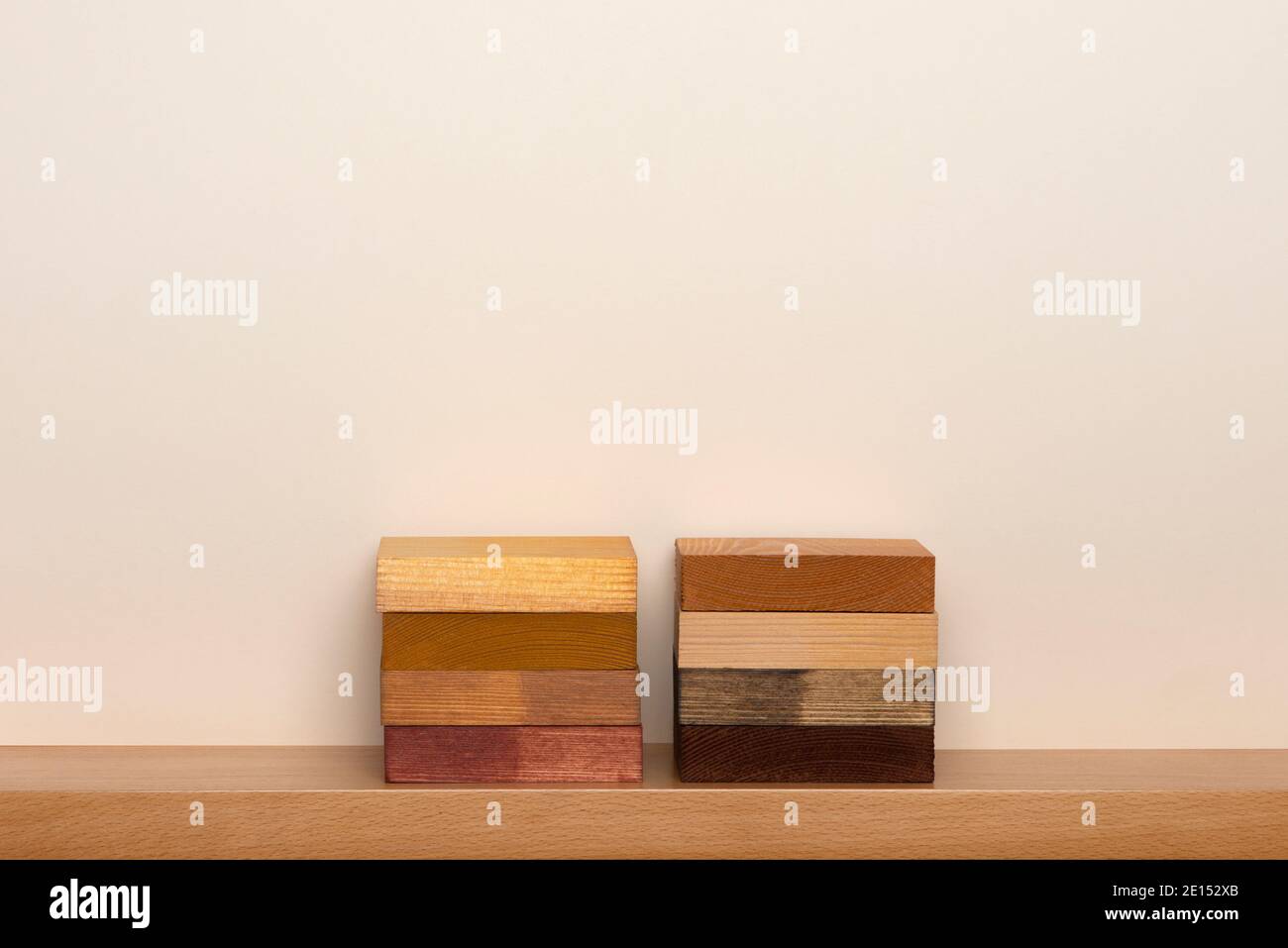 Wooden square block on beige background. Wood podium for product ...