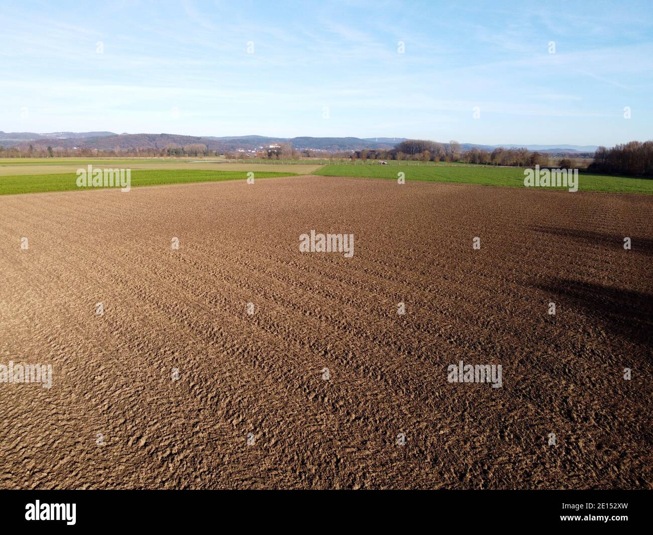 Aerial harvested fields green forest hi-res stock photography and ...