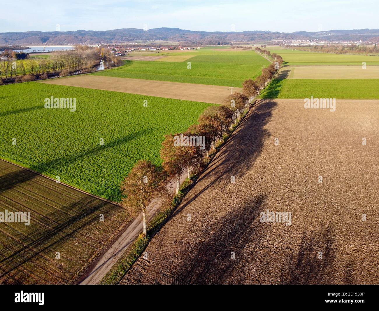 Aerial harvested fields green forest hi-res stock photography and ...