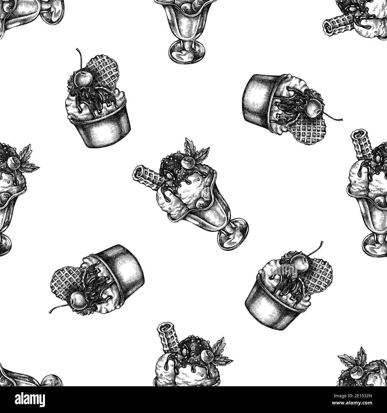 Icecream pattern Black and White Stock Photos & Images - Alamy