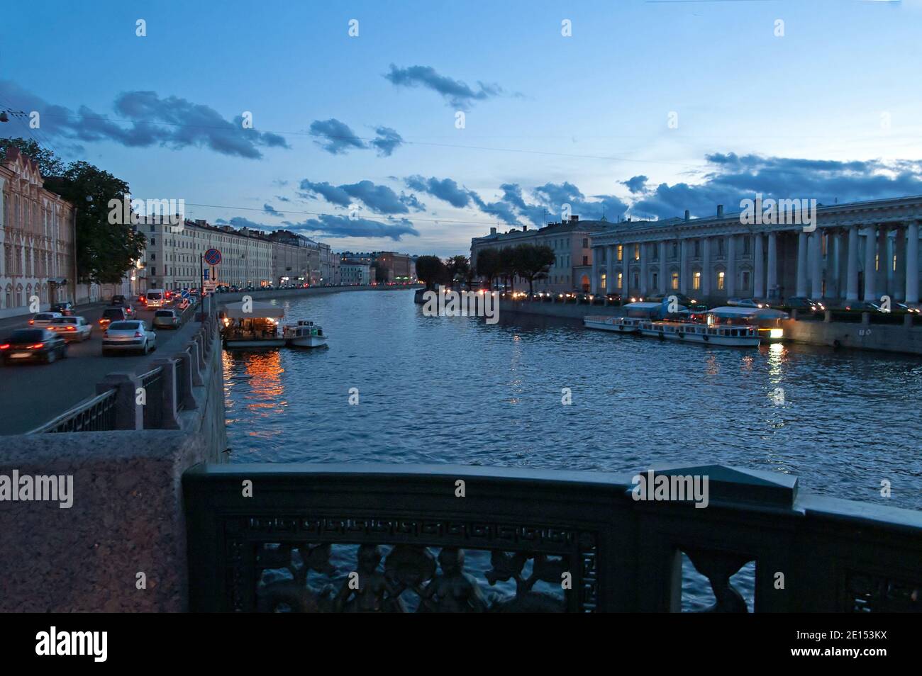 View from Anichkov Bridge in Saint-Petersburg, Russia. The Anichkov Bridge, is the oldest and ...