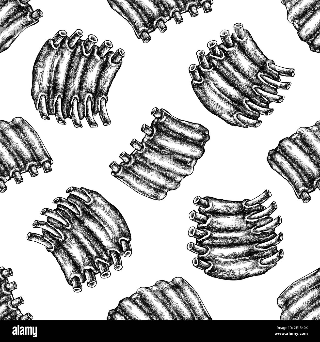 Seamless pattern with black and white Pork ribs Stock Vector Image ...