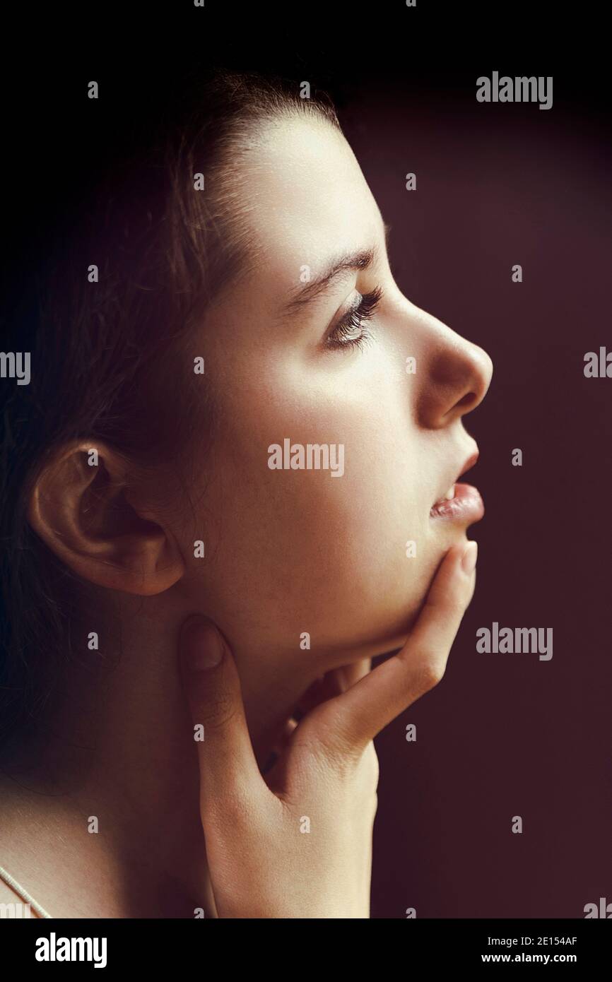 beautiful teen with doubtful expression,spain Stock Photo - Alamy