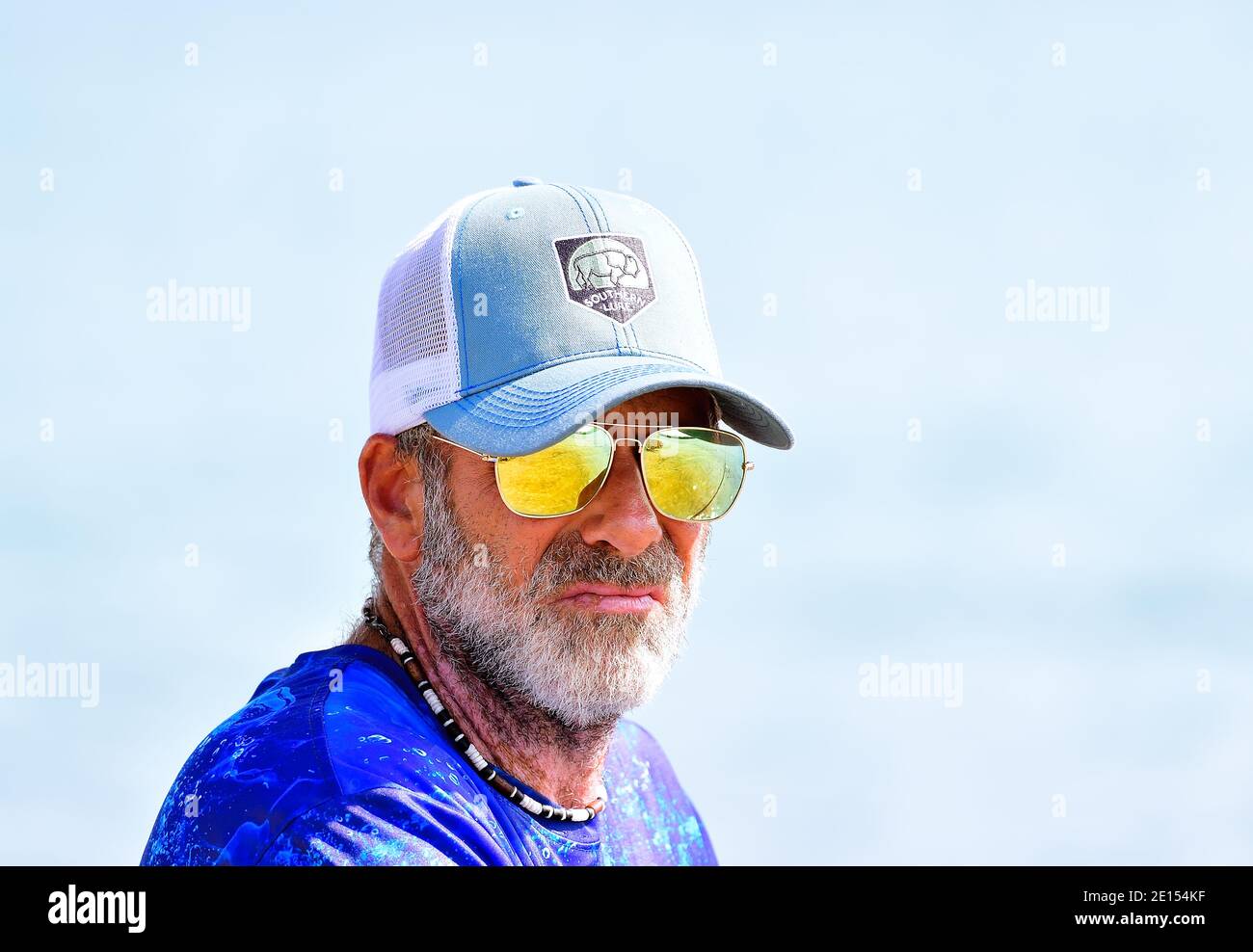 Sun Weathered face of a fisherman in the Florida keys Stock Photo - Alamy