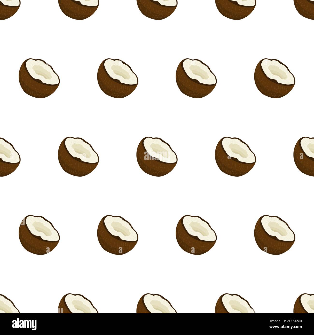 Coconut seamless pattern in cartoon style on white background. Trendy ...