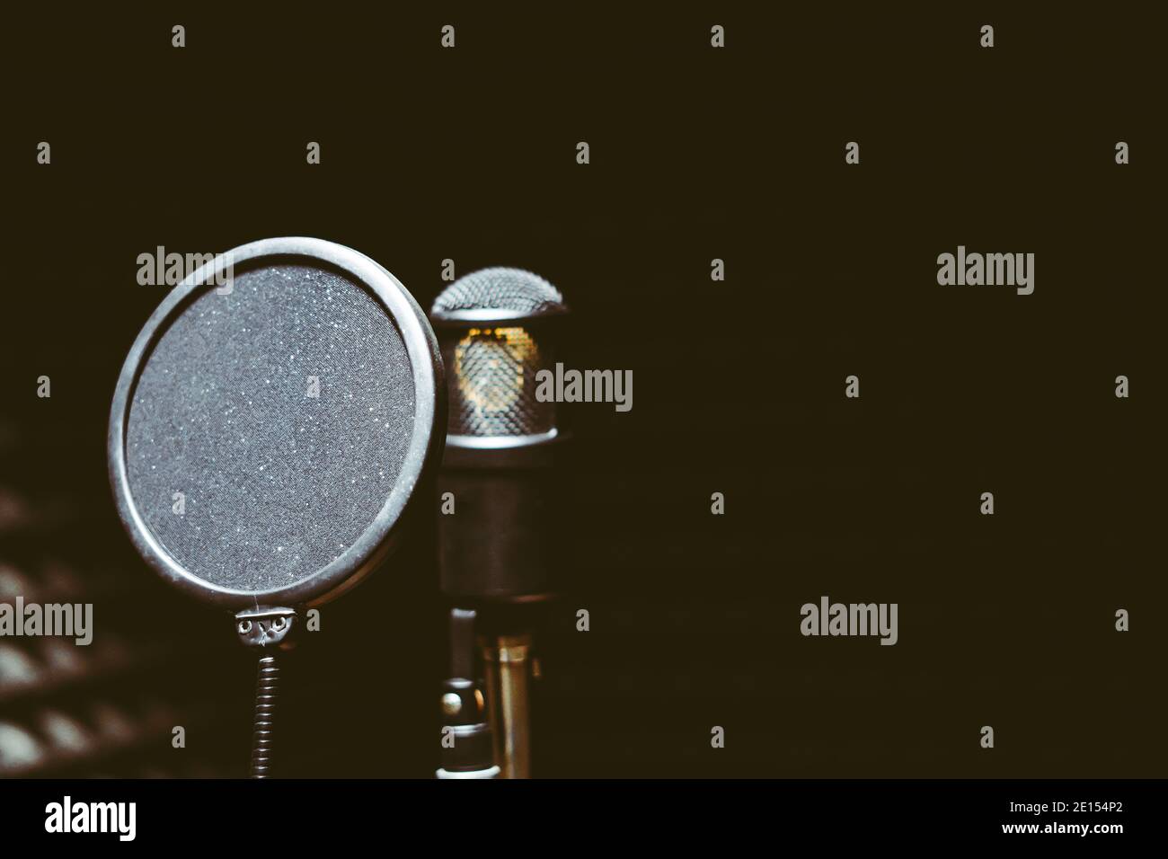 microphone in the recording studio with a black background Stock Photo ...