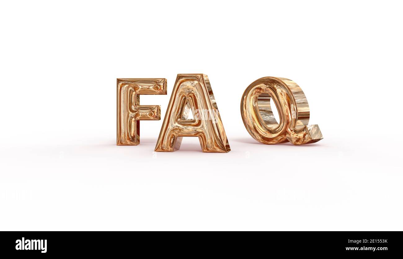 Golden multicolor FAQ icons isolated on white background with shadows ...