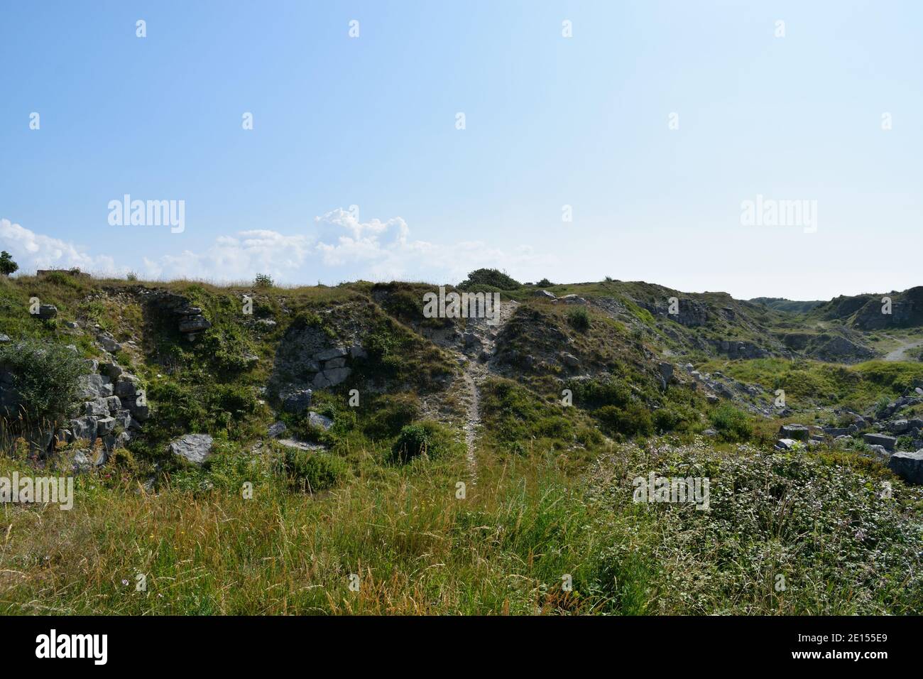 View of King Barrow Quarry Nature Reserve on the Isle of Portland ...