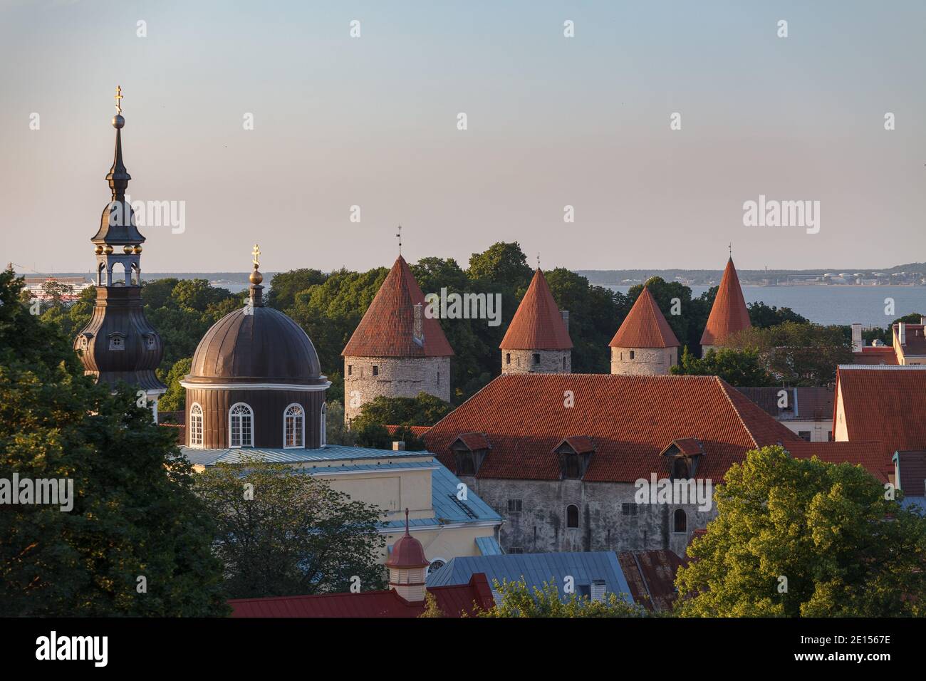 Tallinn old town roof top view. Sunset in summer Stock Photo - Alamy