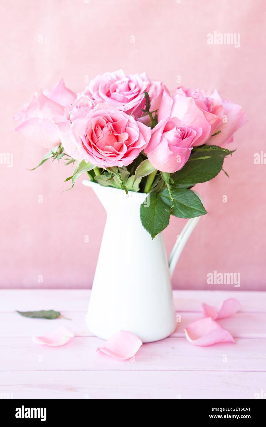 Lush Pink Roses Stock Photo - Alamy