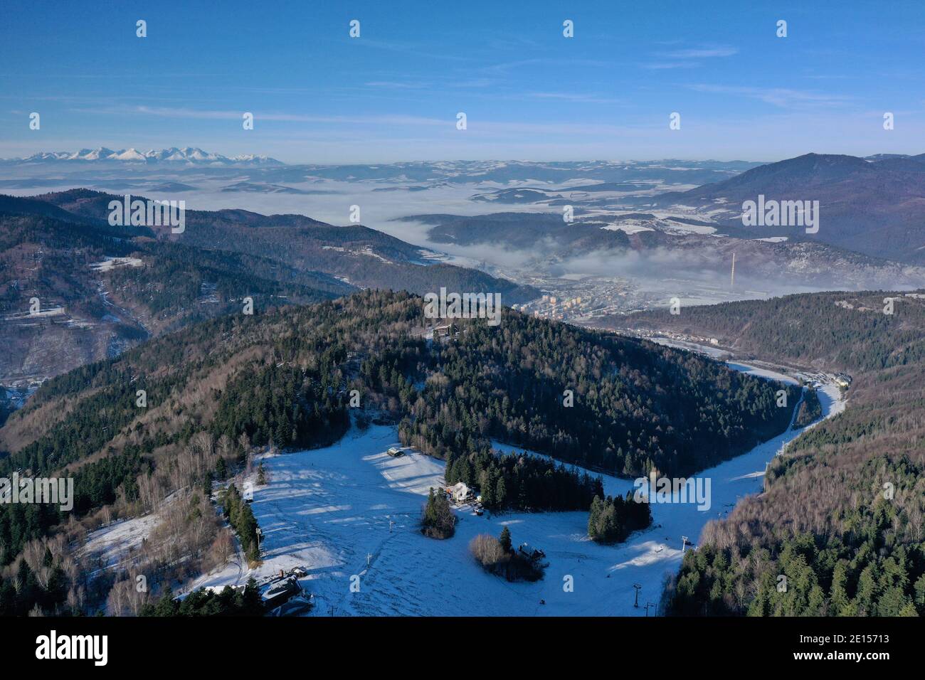 Aerial view of the ski resort in Krompachy city in Slovakia Stock Photo ...