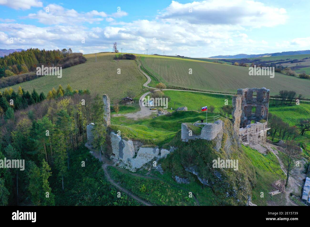 Aerial view of castle in Plavec village in Slovakia Stock Photo - Alamy