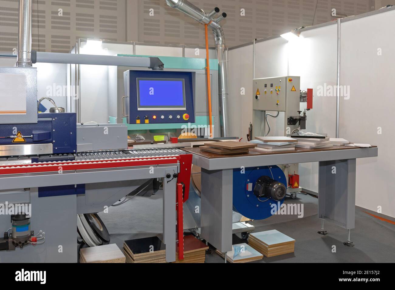 Automated Machine Production in Wood Work Shop Stock Photo - Alamy