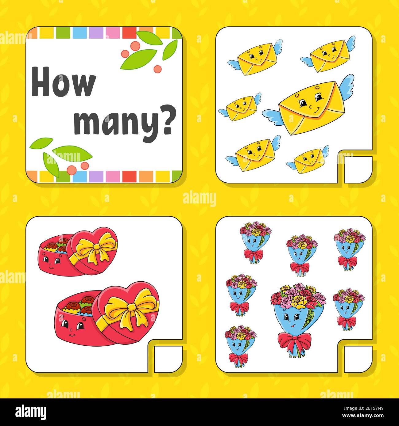 Counting game for children. Happy characters. Learning mathematics. How ...