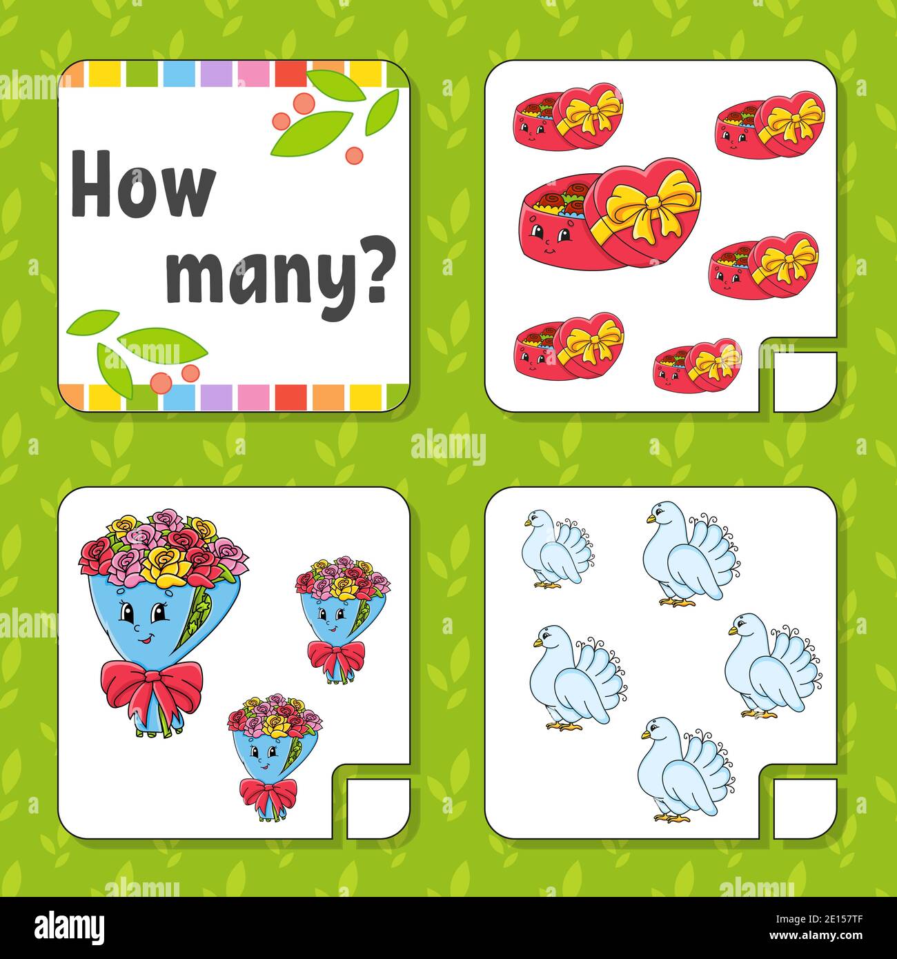 Counting game for children. Happy characters. Learning mathematics. How ...