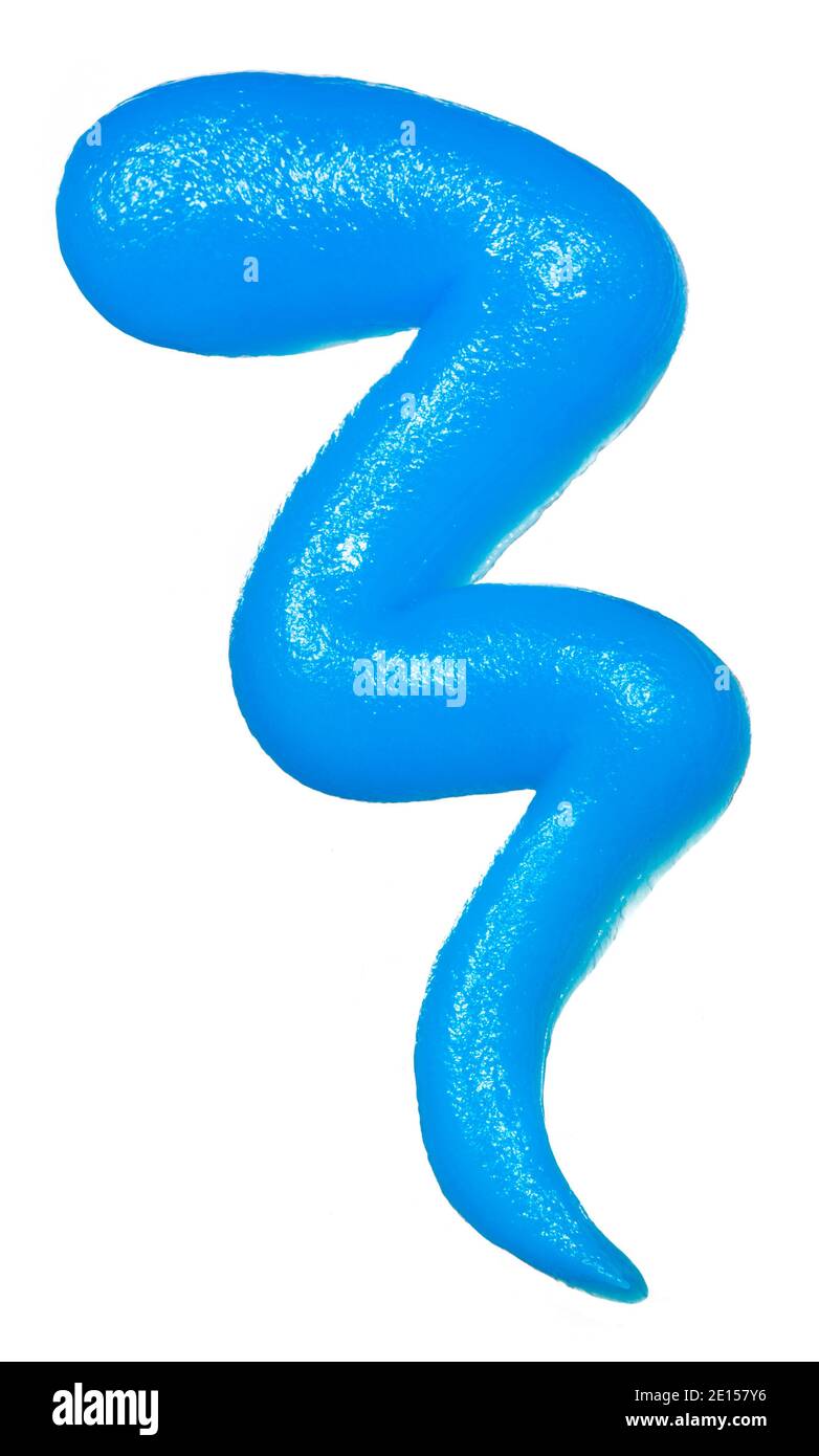 Blue toothpaste squiggle photographed on a white background Stock Photo ...