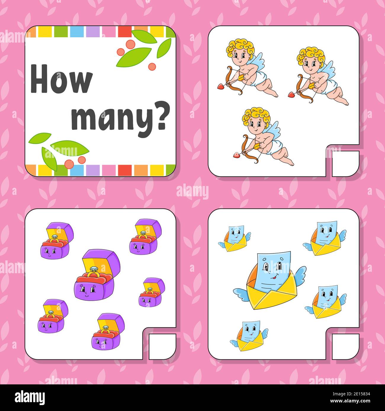 Counting game for children. Happy characters. Learning mathematics. How ...