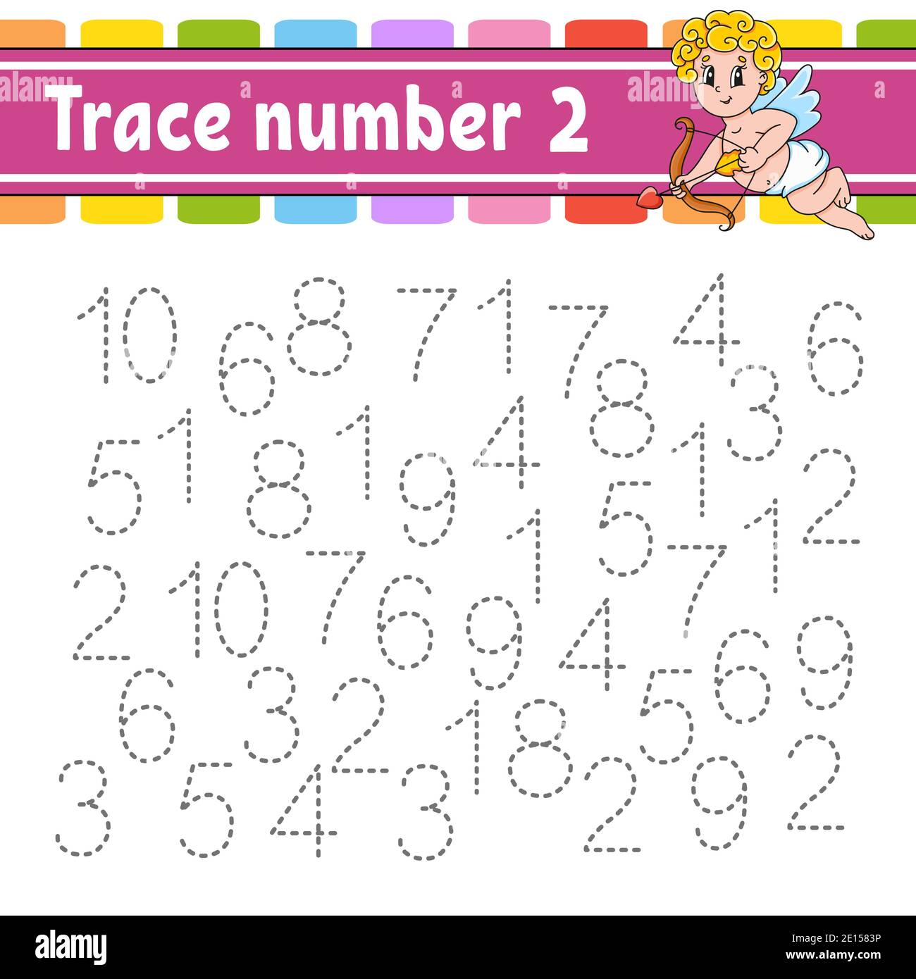 Trace number. Handwriting practice. Learning numbers for kids ...