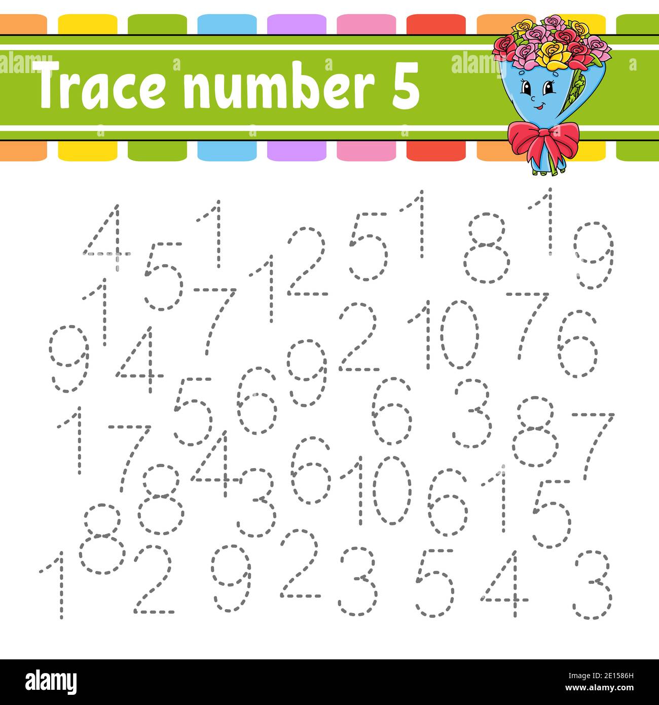 Trace number. Handwriting practice. Learning numbers for kids ...