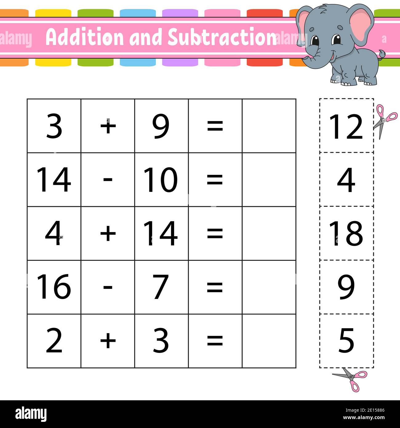 Addition and subtraction. Task for kids. Education developing worksheet ...
