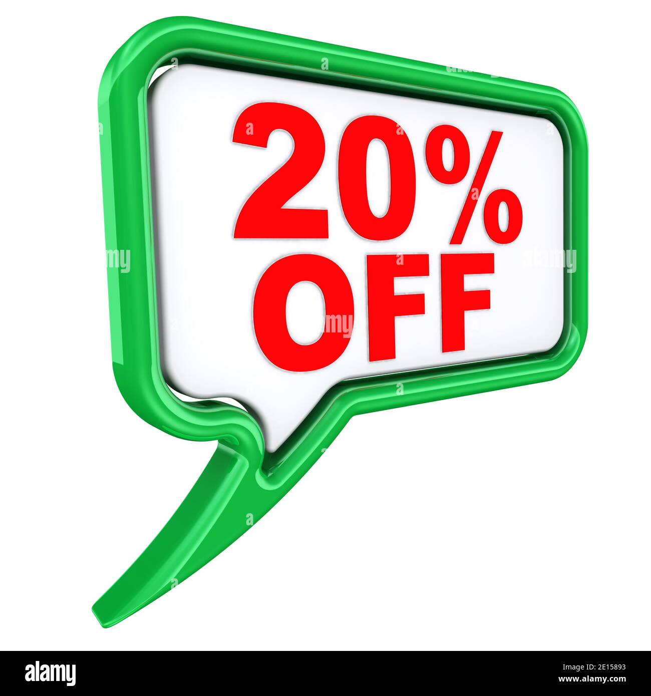 Discount of twenty percentage. One green speech bubble labeled 20%OFF ...
