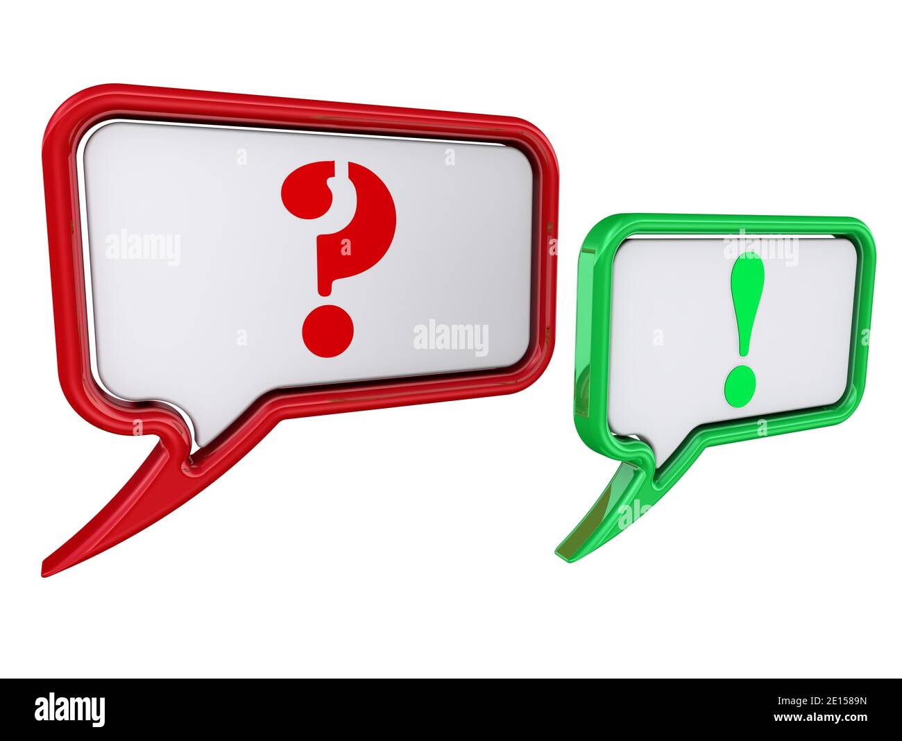 Colorful punctuation marks on speech bubbles. One green and one red ... Colorful punctuation marks on speech bubbles. One green and one red ...