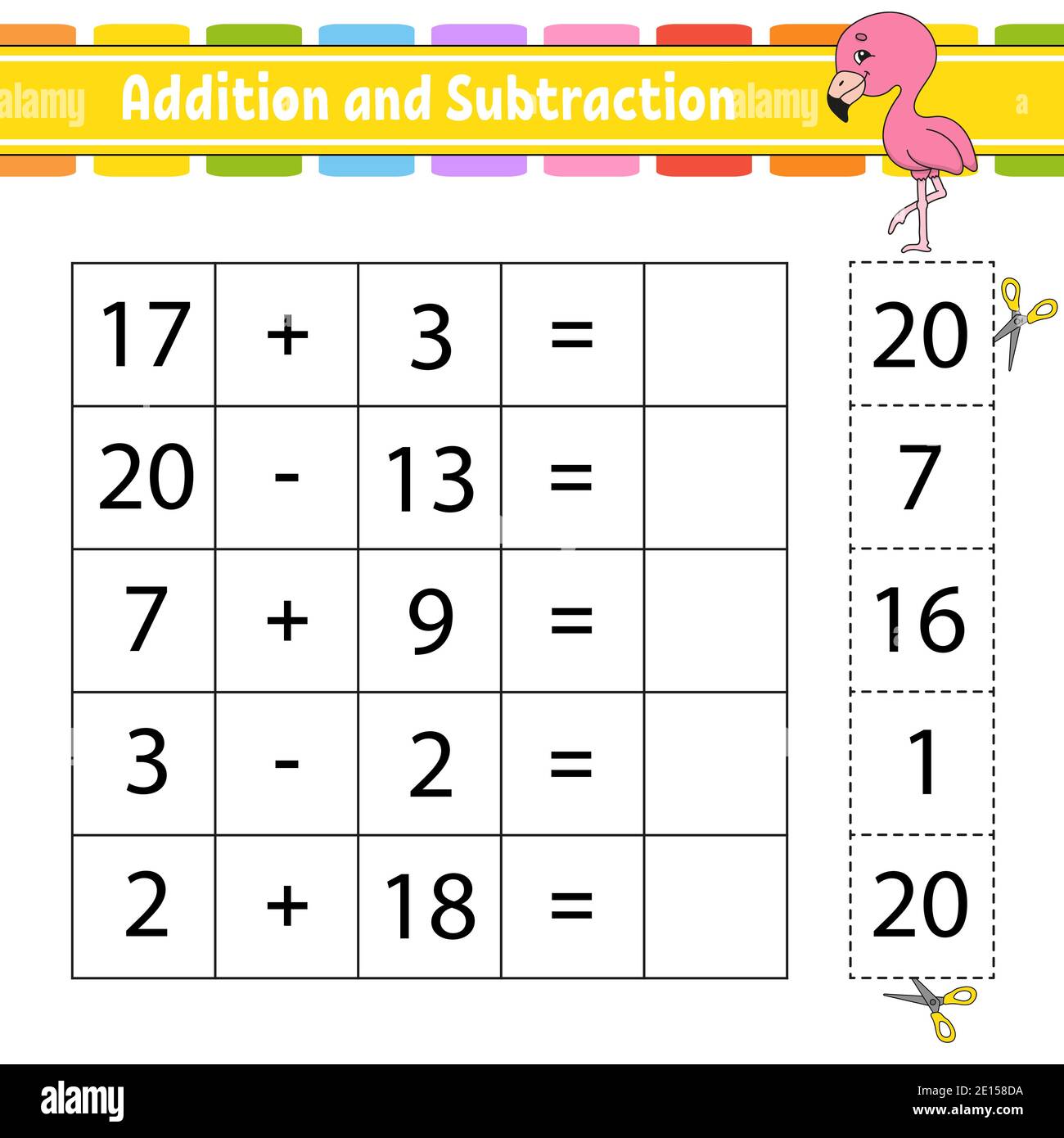 Addition and subtraction. Task for kids. Education developing worksheet ...