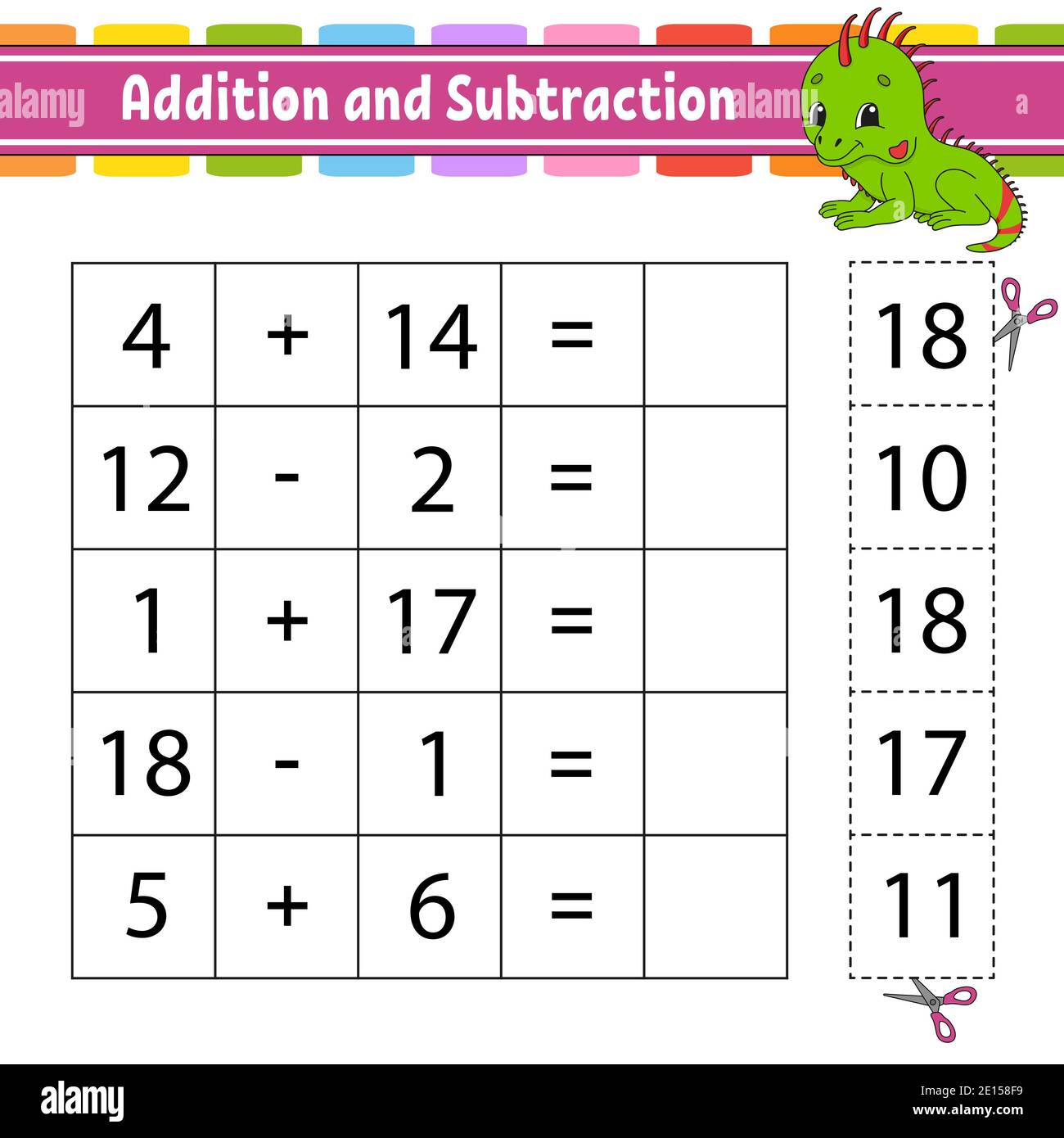 Addition and subtraction. Task for kids. Education developing worksheet ...