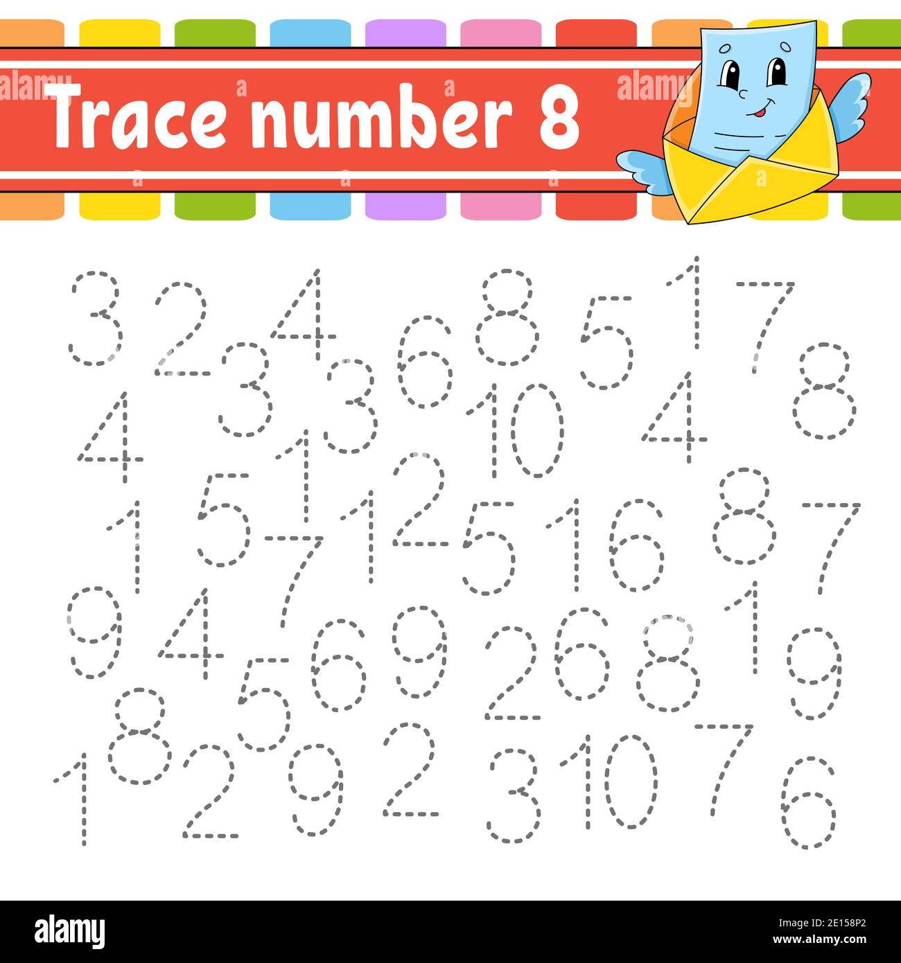 Trace number. Handwriting practice. Learning numbers for kids ...