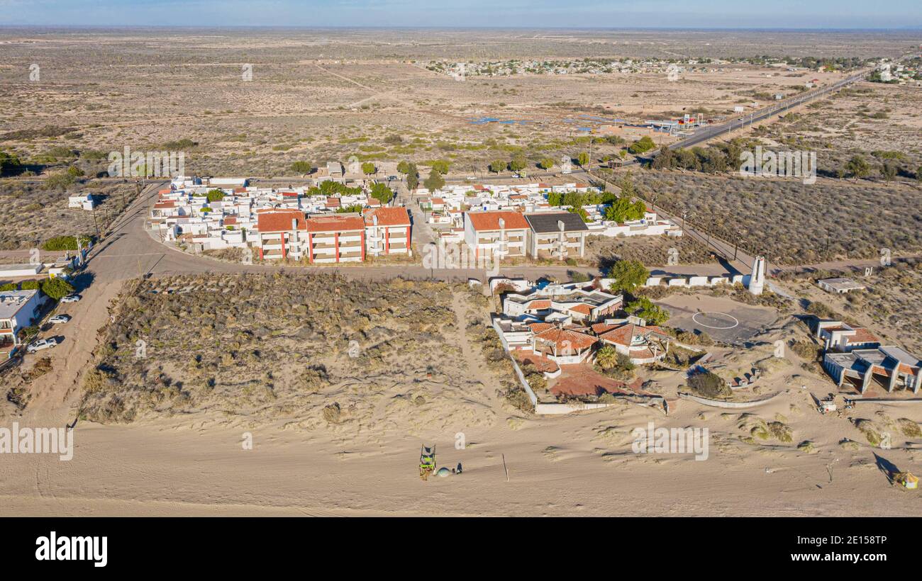 Aerial view Bahía Kino, Sonora, Mexico. sea. tourist destination ...