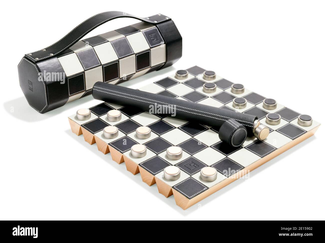 Magnetic travel checkers set photographed on a white background Stock ...