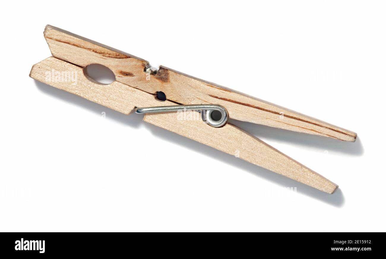 c47 Clothes pin facing left photographed on a white background Stock ...