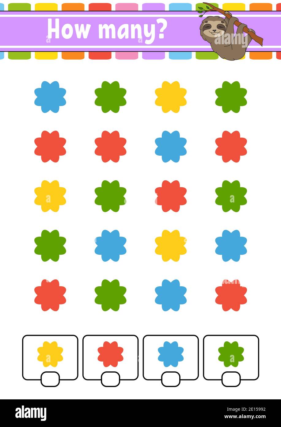 Counting game for children. Happy characters. Learning mathematics. How ...