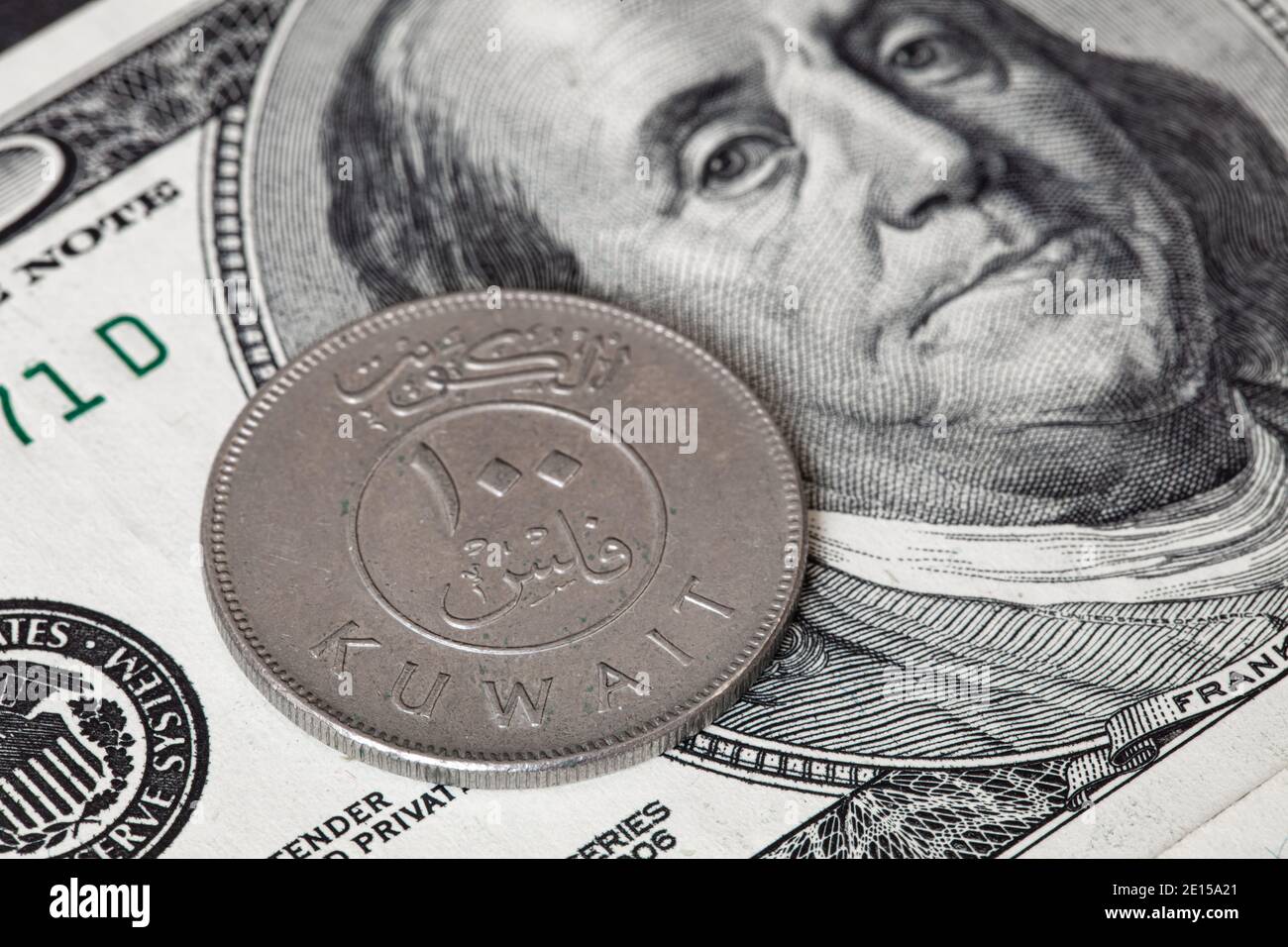 100 fils on 100 dollar banknote background Stock Photo - Alamy