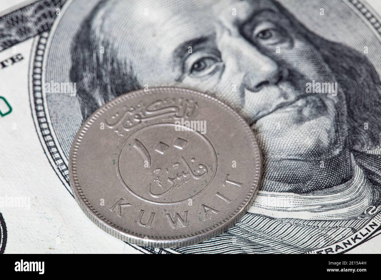 100 fils on 100 dollar banknote background Stock Photo - Alamy