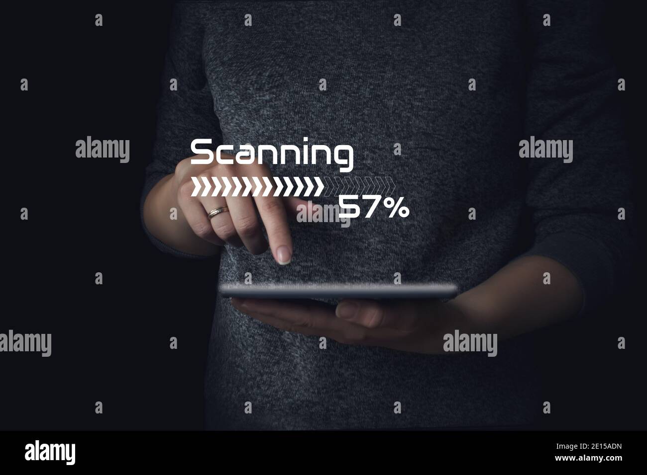 Scanning on digital screen. Business Technology Safety Internet Network ...