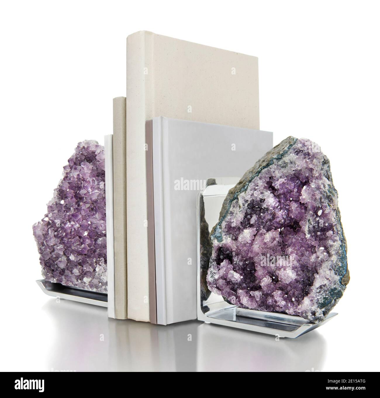 FIM amethyst bookends designed by Anna Rabinowicz photographed on a ...