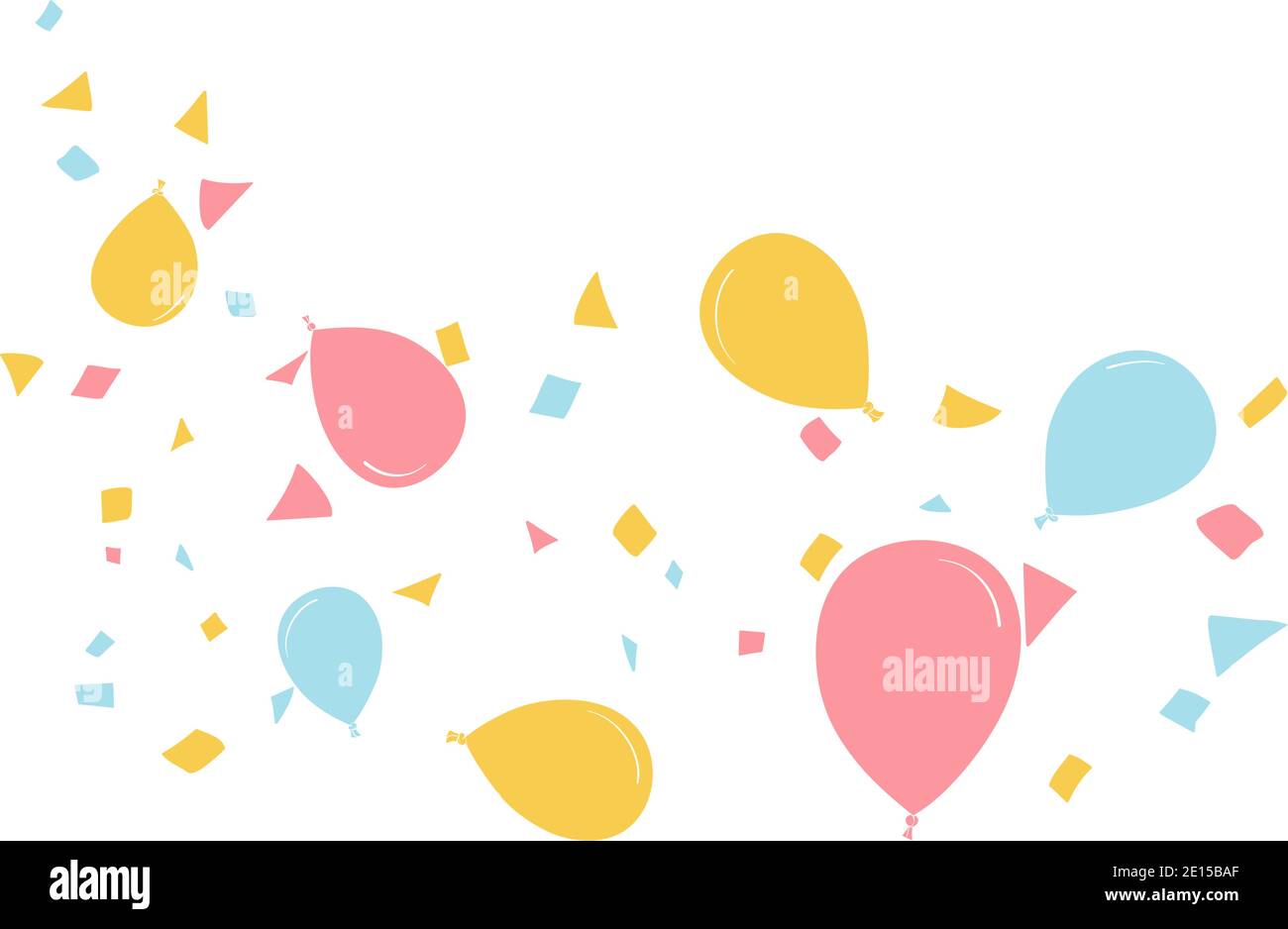 Celebration party balloons and confetti for fun event vector background ...