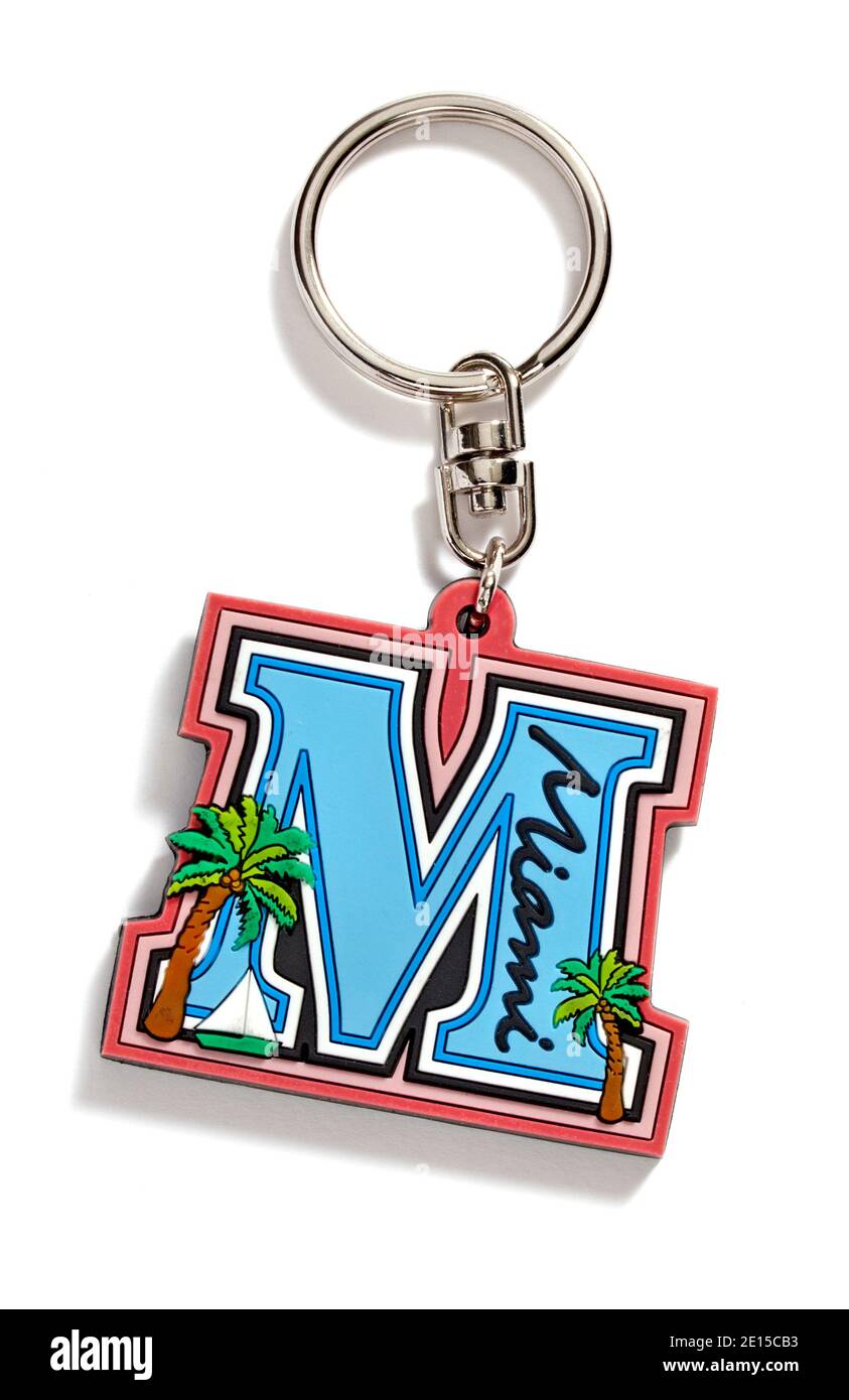 Miami keychain photographed on a white background Stock Photo - Alamy
