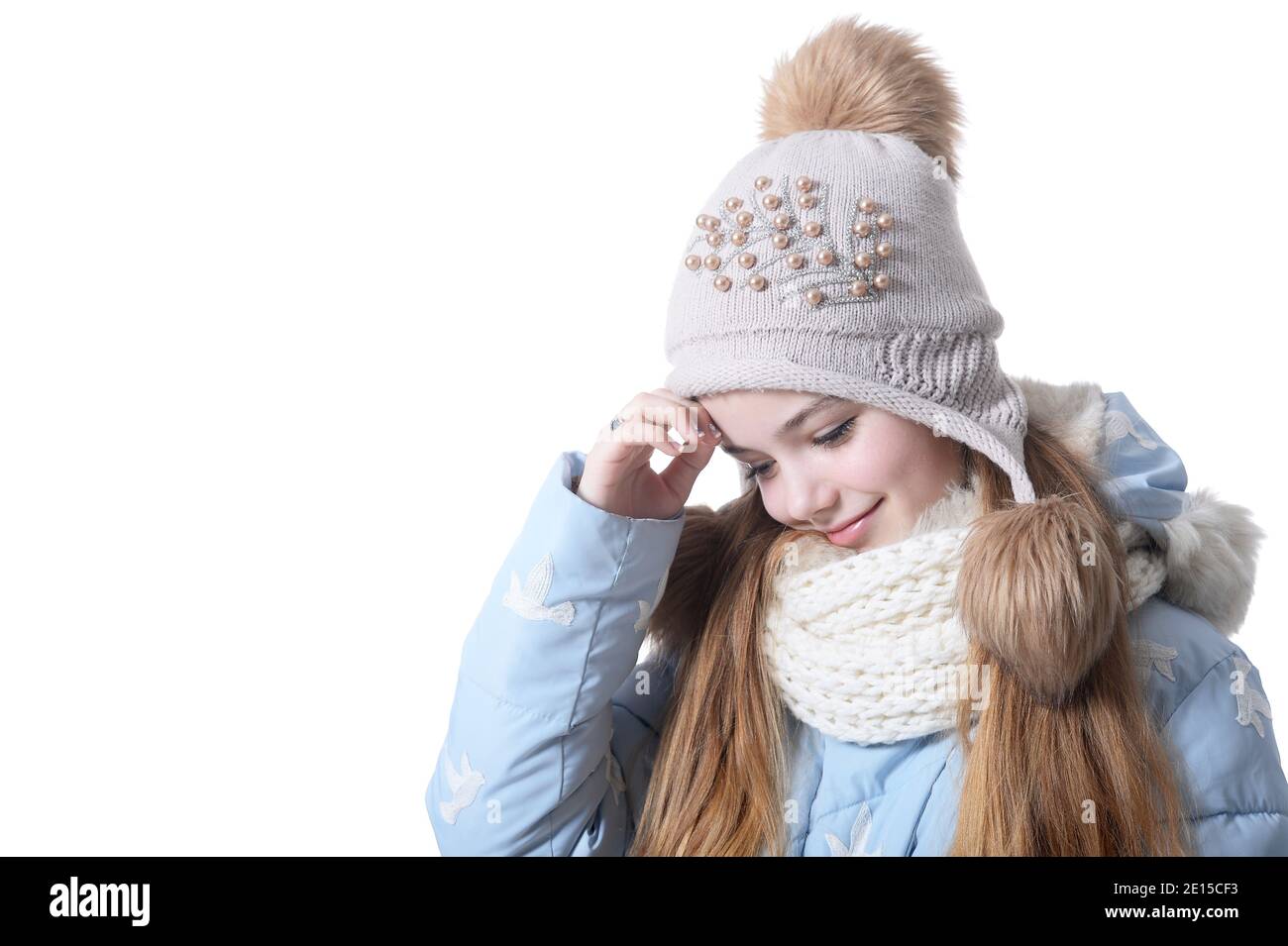 Portrait of happy little girl in warm clothes Stock Photo - Alamy