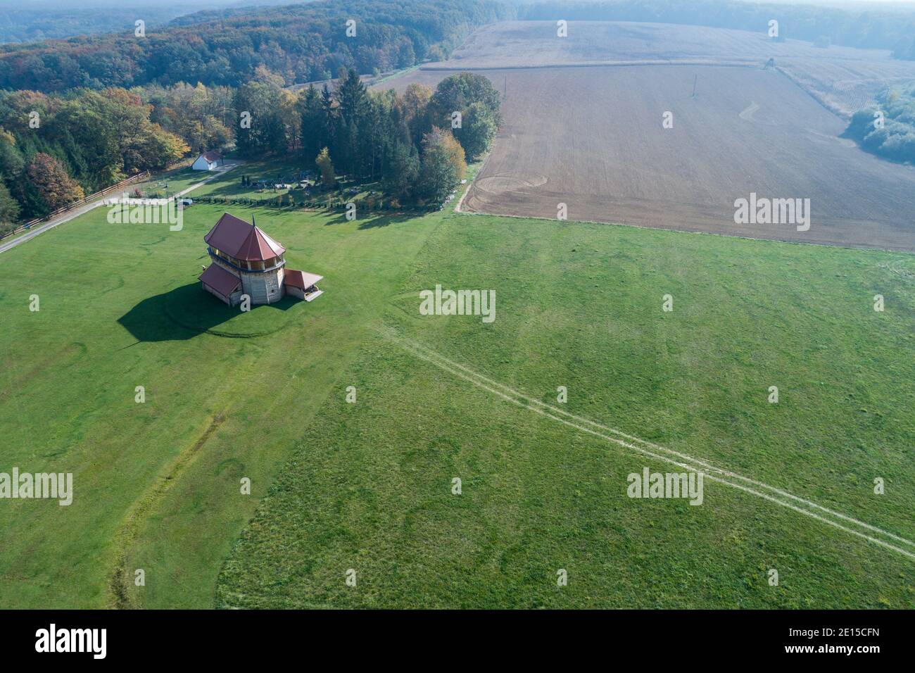 Wooden church with heart shape in grass Stock Photo - Alamy