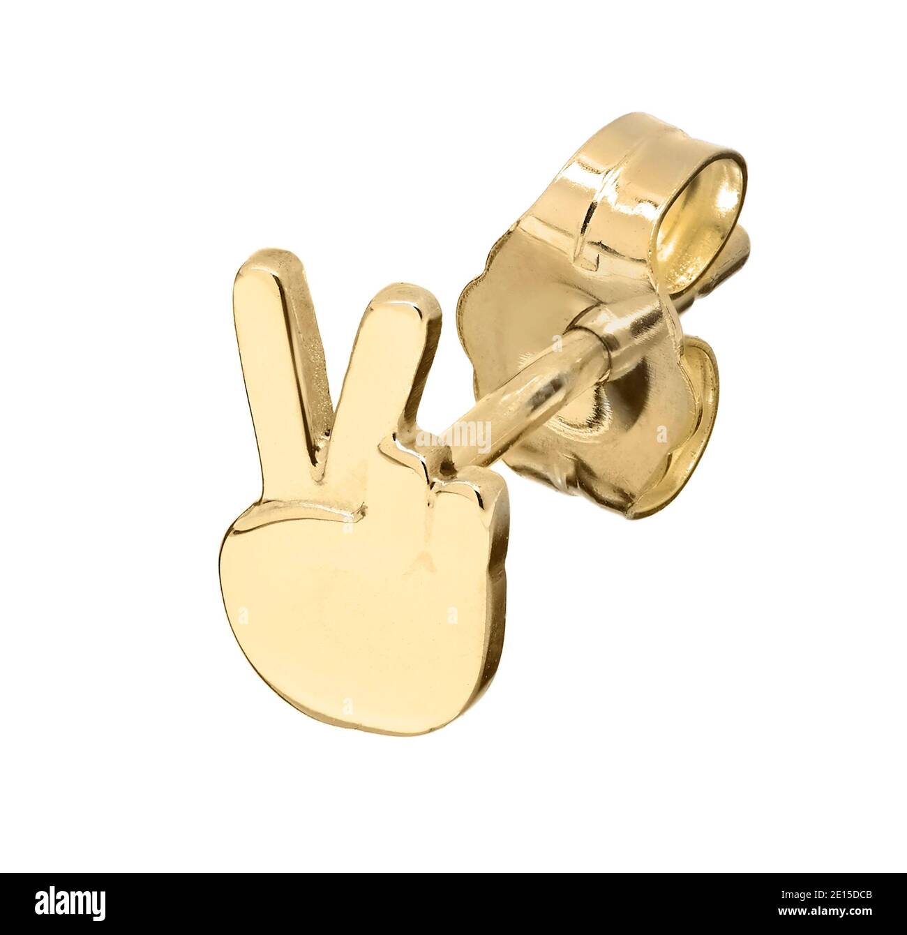 Gold "peace" hand gesture earring designed by Wendy Brandes ...